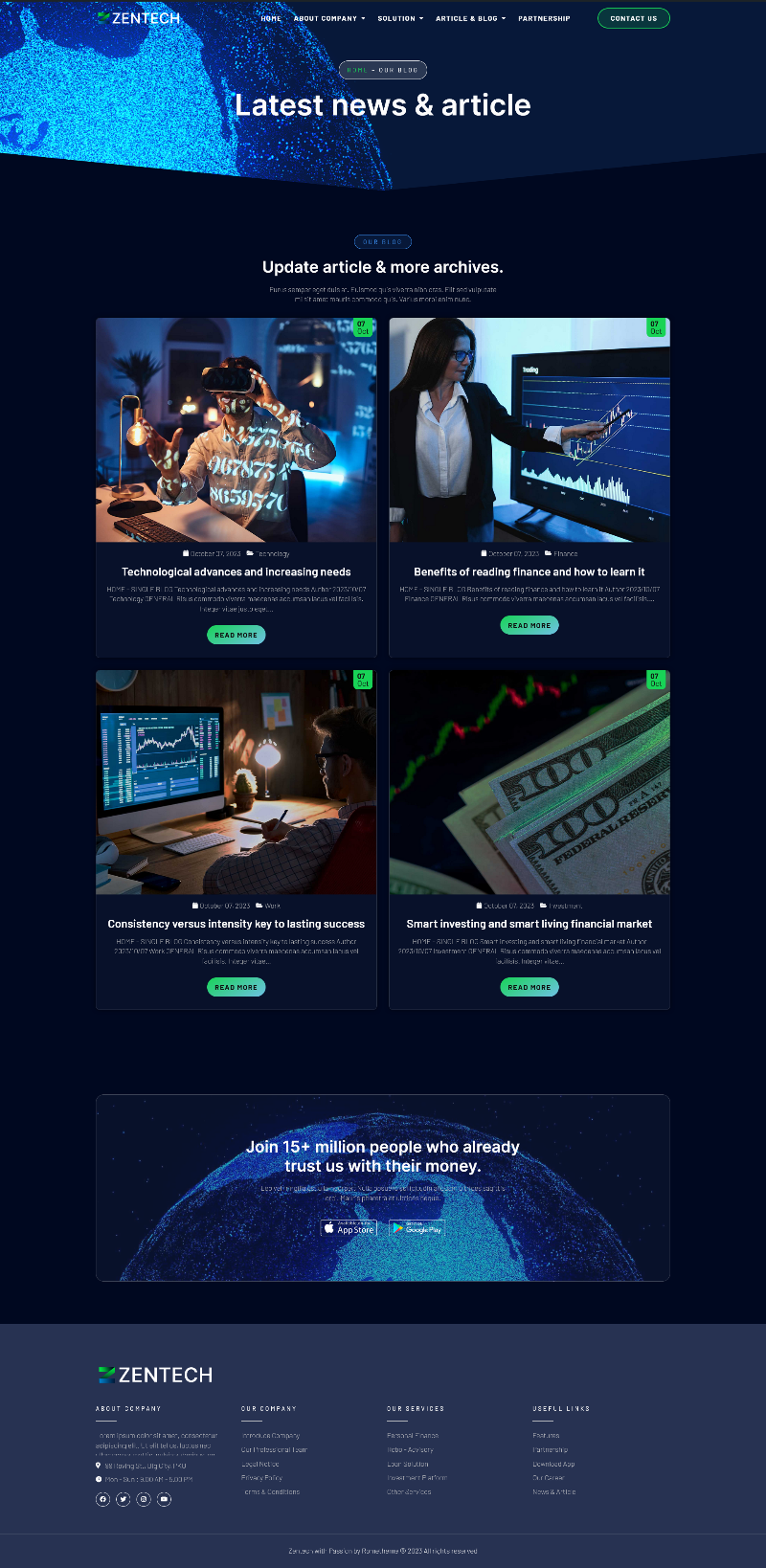 Zentech - Mobile App & Fintech Startup Elementor Template Kit by Rometheme